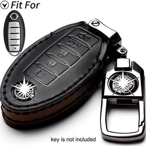 DLUBCZ Keychain Fob Cover Case Compatible with Nissan Keyless Remote Control for Nissan X-Trail Rogue Altima Quest Pathfinder Sentra Patrol CIMA Fuga Armada Teana Murano etc (C-Black)