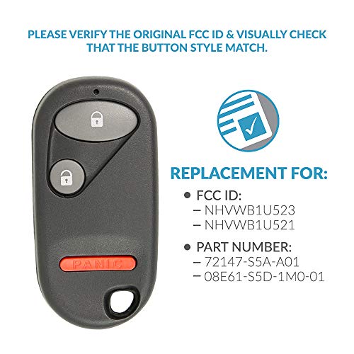 Keyless2Go Replacement for New Keyless Entry Remote Key Fob NHVWB1U523 or NHVWB1U521