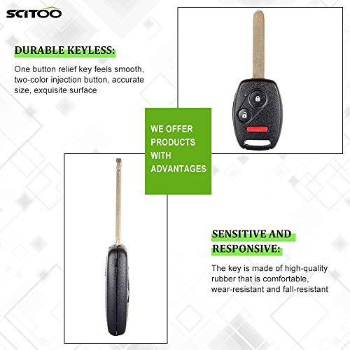 SCITOO 3 Buttons Keyless Entry Remote Control Key Fob Replacement for 2006-2016 for Honda for Odyssey for Civic 1PC FCC N5F-S0084A