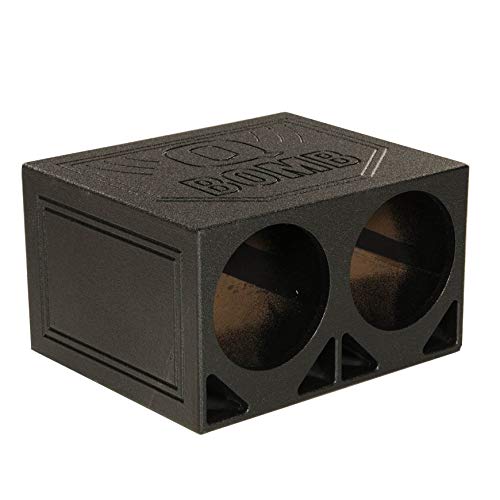 Q Power QBOMB10TB Dual 10 Inch Triangle Ported Subwoofer Box w/Bedliner Spray