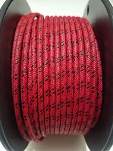 Vintage Braided Cloth Covered Primary Wire 16 gauge Red w/ Black 10 feet