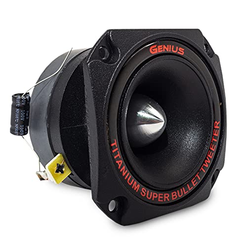 Genius Audio GPRO-T09 1", 35 Watts RMS - 150 Watts Max, Pro Audio Titanium Super Bullet Tweeter Speaker, Aluminum Diaphragm Car Audio Speaker, Ferrite Magnet, 4 Ohms (1 Speaker)