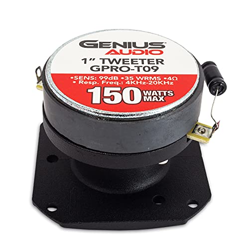 Genius Audio GPRO-T09 1", 35 Watts RMS - 150 Watts Max, Pro Audio Titanium Super Bullet Tweeter Speaker, Aluminum Diaphragm Car Audio Speaker, Ferrite Magnet, 4 Ohms (1 Speaker)