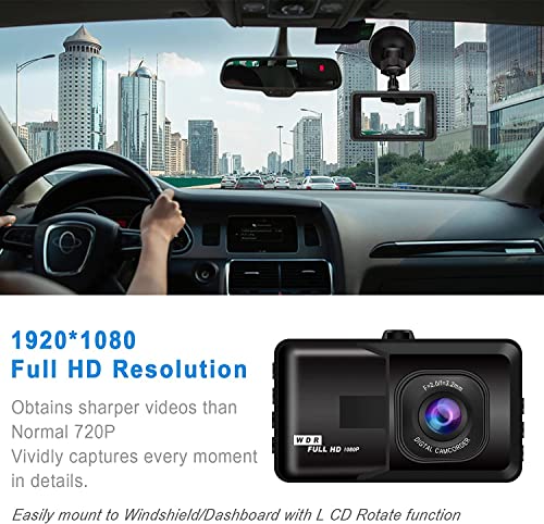 Supad Dash Cam,Dash Camera for Car,3 Inch LCD Screen,720P Full HD Car Dashboard Recorder,120° Wide Angle Dashcam,Night Vision,WDR, Motion Detection, Parking Mode