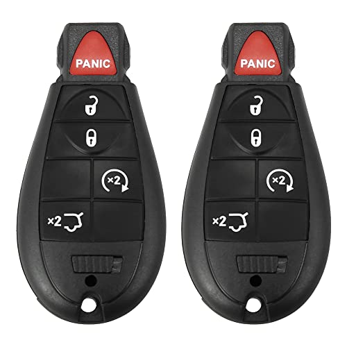 X AUTOHAUX 2pcs Replacement Keyless Entry Remote Car Key Fob M3N5WY783X 433Mhz for Dodge Grand Caravan Challenger Charger for Ram 1500 2500 5 Button with Door Ke