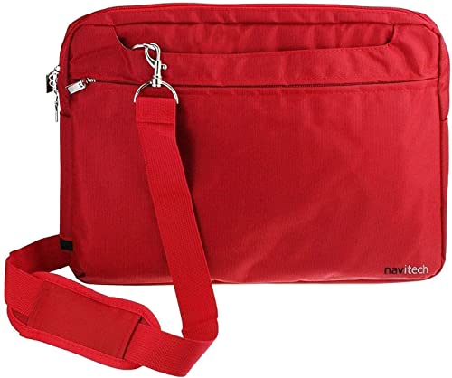 Navitech Red Sleek Water Resistant Travel Bag - Compatible with ieGeek 12.5" Portable DVD Player