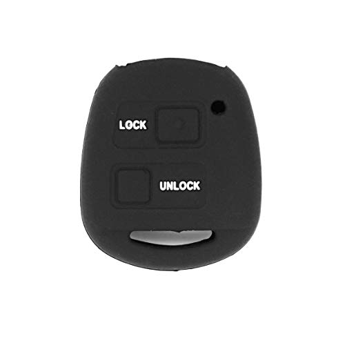 WFMJ Black Silicone Remote Smart 2 Buttons Key Holder Chain Cover for Toyota Corolla Camry Avensis Prado Land Cruiser FJ Cruiser Avalon RAV4 Yaris