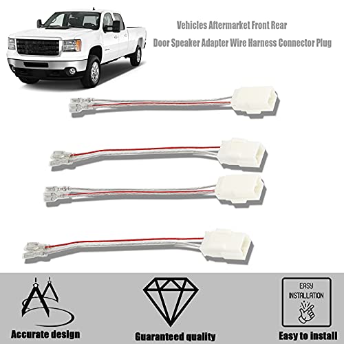 RED WOLF Aftermarket Front Rear Door Speaker Wire Harness Connector Plug Adapter 72-6514 for 2002-2019 Jeep Wrangler JK, Chrysler, Dodge Vehicles 4 PCS