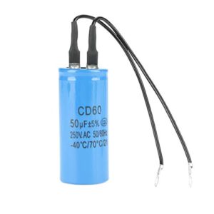 CD60 250V AC 50uF Motor Start Capacitor Run Capacitor with Wire Lead for Motor Air Compressor