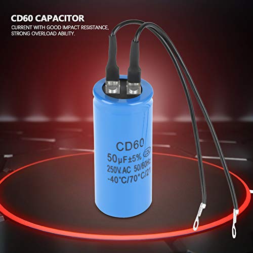 CD60 250V AC 50uF Motor Start Capacitor Run Capacitor with Wire Lead for Motor Air Compressor