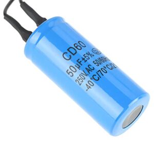 CD60 250V AC 50uF Motor Start Capacitor Run Capacitor with Wire Lead for Motor Air Compressor