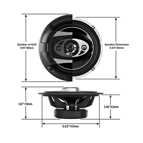 BOSS Audio Systems P65.4C Phantom Series 6.5 Inch Car Stereo Door Speakers - 400 Watts Max, 4 Way, Full Range, Tweeters, Coaxial, Sold in Pairs, Hook Up To Amplifier