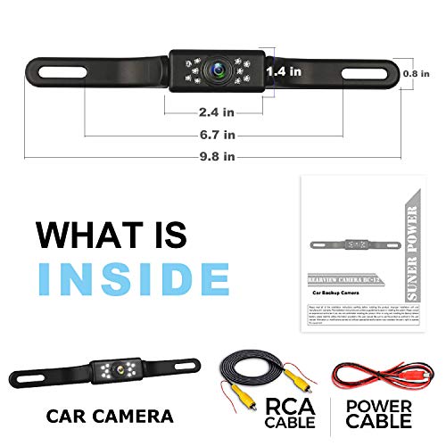 Car Backup Camera HD Night Vision Rear View Camera License Plate Camera with 9 LED Lights, Font & Rear Camera, Wide View Angle, IP69K Waterproof Reverse Camera for Cars,SUV,Trucks,RV, Pickup