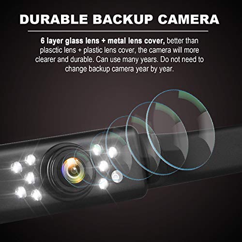 Car Backup Camera HD Night Vision Rear View Camera License Plate Camera with 9 LED Lights, Font & Rear Camera, Wide View Angle, IP69K Waterproof Reverse Camera for Cars,SUV,Trucks,RV, Pickup