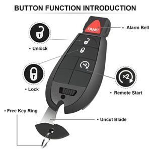 SaverRemotes 4 Button Key Fob Compatible for 2013-2018 Dodge Ram 1500 2500 3500 Keyless Entry Remote Replacement for GQ4-53T