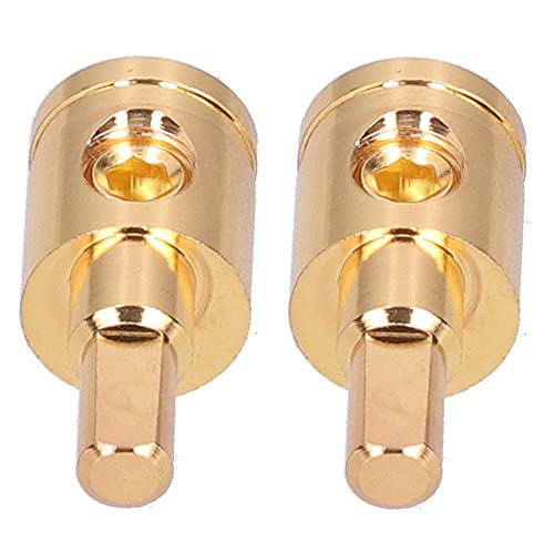 Power Wire Reducer, 2pcs 0GA Pure Copper Gold Plated Wire Reducer Terminal Connector for Car Audio Amplifier Modification