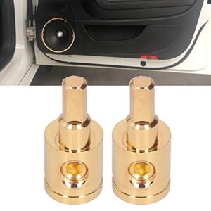 Power Wire Reducer, 2pcs 0GA Pure Copper Gold Plated Wire Reducer Terminal Connector for Car Audio Amplifier Modification