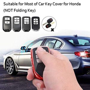 AME 2PCS Deluxe Key Fob Cover for Honda Accord CR-V Civic Pilot (RED Black Combo)