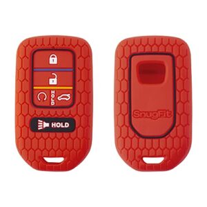 AME 2PCS Deluxe Key Fob Cover for Honda Accord CR-V Civic Pilot (RED Black Combo)