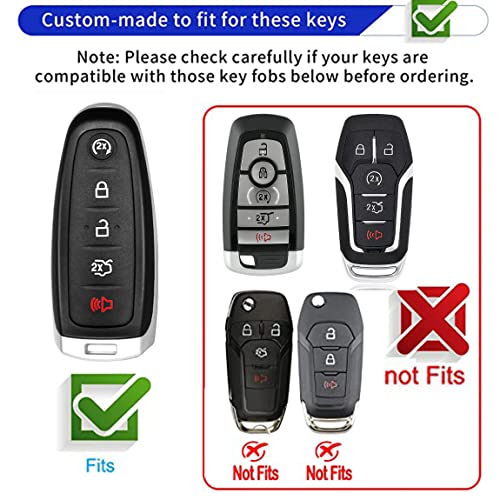 WENHENI for Ford Key Fob Cover Key Fob Shell with Keychain Fit for Ford CMAX Edge Escape Expedition Explorer Flex Focus Taurus Lincoln MKS MKT MKX Navigator Smart Key (White-A)