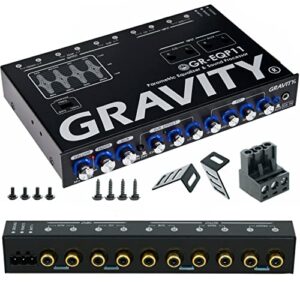 gravity gr-eqp11 digital bass machine 1/2 din 9v 4-way car parametric equalizer w/front, rear + sub output and night illumination