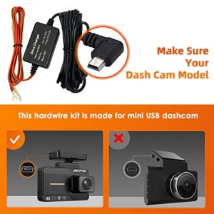 JIXYYO Hardwire Kit for Dashcam 13ft Mini USB Converts 12V-24V to 5V, 24 Hours Parking Mode for Dash Cameras, Low Voltage Protection, 8 Fuse Holders Tap Cable