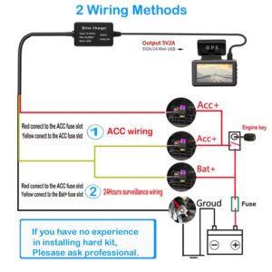 JIXYYO Hardwire Kit for Dashcam 13ft Mini USB Converts 12V-24V to 5V, 24 Hours Parking Mode for Dash Cameras, Low Voltage Protection, 8 Fuse Holders Tap Cable