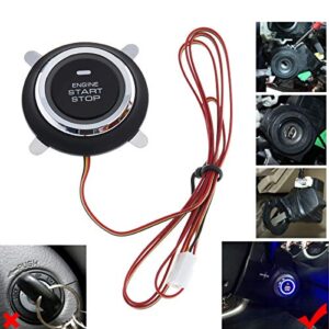 BANVIE Car RFID Push to Start Ignition kit Engine Start Stop Button Switch Keyless Go System with Leather Key