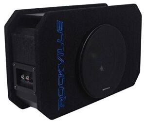 rockville rmw8p 8″ 800w shallow car subwoofer+tunnel slot ported sub enclosure, black