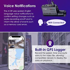 【Bundle: VIOFO A139 3CH with CPL + Microphone Kit】 3 Channel Dash Cam WiFi GPS VIOFO A139, Front+Interior+Rear 1440P+1080P+1080P Triple Car Dash Camera w/CPL, IR Night Vision, Parking Monitor