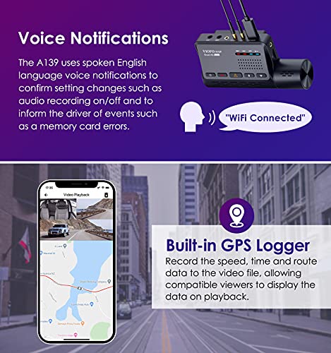 【Bundle: VIOFO A139 3CH with CPL + Microphone Kit】 3 Channel Dash Cam WiFi GPS VIOFO A139, Front+Interior+Rear 1440P+1080P+1080P Triple Car Dash Camera w/CPL, IR Night Vision, Parking Monitor