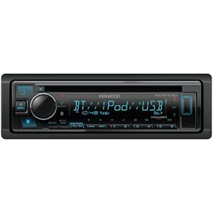 kenwood kdc-bt378u cd car stereo receiver with bluetooth, am/fm radio, variable color display, front high power usb, alexa built in, and siriusxm ready