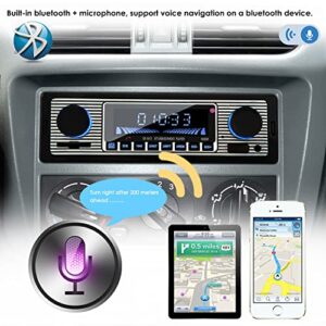 RuiFuDio Classic Bluetooth Car Stereo,Single Din Bluetooth Audio and Hands-Free Calling,Built in Microphone,FM Radio Receiver with USB,AUX in,SD Card Port,Wireless Remote Control,Clock Display,60W× 4