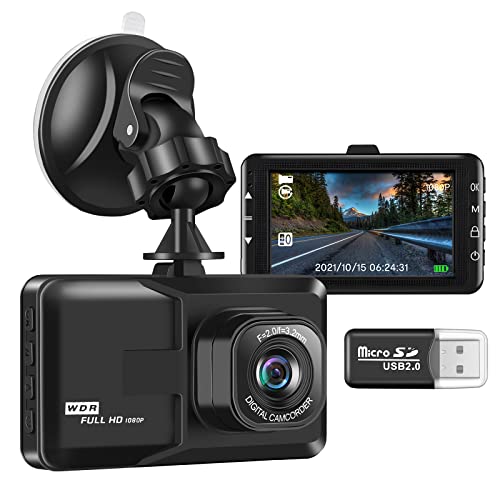 Dash Cam Front, Dash Camera for Car,3 Inch LCD Screen, 1080P Full HD Car Dashboard Recorder, 120° Wide Angle Dashcam, Gravity Sensor, WDR, Loop Recording, Motion Detection