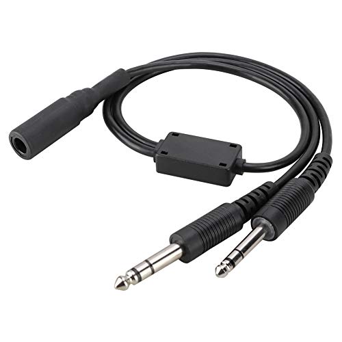 Bindpo U174 Headset Male-Female Adapter Cable, Dual GA Plugs Helicopter to General Aviation Headphone Adapter Cord for David Clark AVCOMM