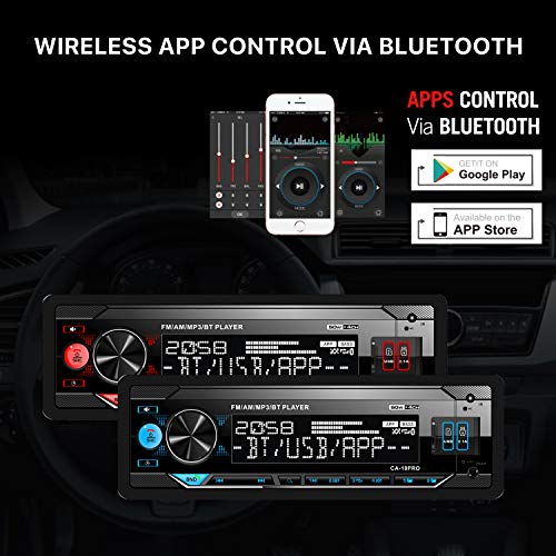 Single Din Bluetooth Car Stereo: Mechless Multimedia Digital Car Audio - in Dash MP3 Player with Dual USB/SD/AUX-in FM/AM Radio Receiver Wireless Remote Control