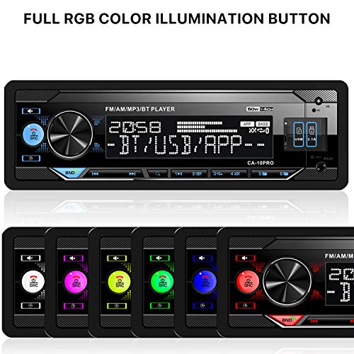 Single Din Bluetooth Car Stereo: Mechless Multimedia Digital Car Audio - in Dash MP3 Player with Dual USB/SD/AUX-in FM/AM Radio Receiver Wireless Remote Control