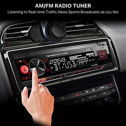 Single Din Bluetooth Car Stereo: Mechless Multimedia Digital Car Audio - in Dash MP3 Player with Dual USB/SD/AUX-in FM/AM Radio Receiver Wireless Remote Control