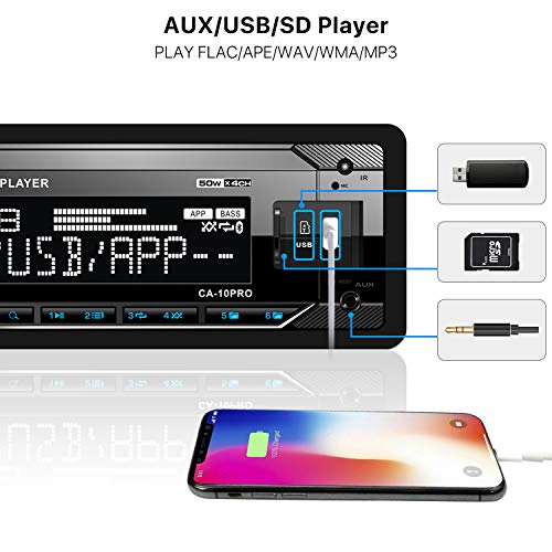 Single Din Bluetooth Car Stereo: Mechless Multimedia Digital Car Audio - in Dash MP3 Player with Dual USB/SD/AUX-in FM/AM Radio Receiver Wireless Remote Control