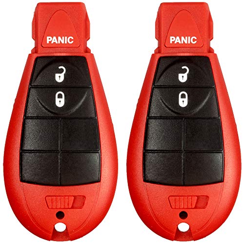 2 New Red Keyless Entry 3 Button Remote Key Fob Shell / CASE M3N5WY783X IYZC01C 56046707AE for Chrysler Town Country Dodge Challenger Charger Durango Grand Caravan Journey & Ram