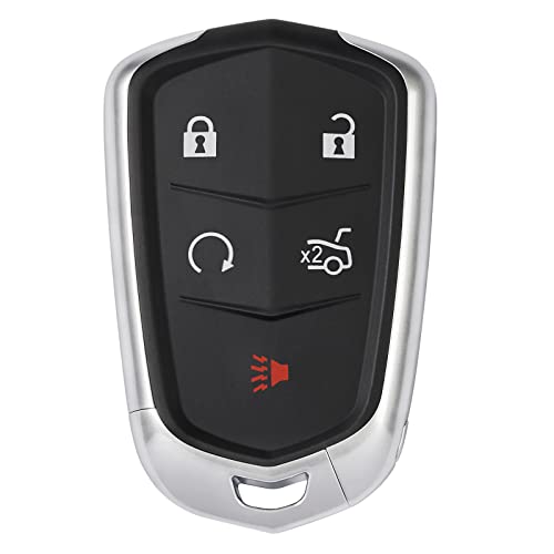 HelloAuto Fit for Cadillac Replacement Key Fob Cover, Key Fob for Cadillac XT5 ATS CTS Remote Key SRX XTS Escalade Key Fob, Keyless Entry Remote 5-Buttons Key Case(HYQ2AB, HYQ2EB)