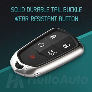 HelloAuto Fit for Cadillac Replacement Key Fob Cover, Key Fob for Cadillac XT5 ATS CTS Remote Key SRX XTS Escalade Key Fob, Keyless Entry Remote 5-Buttons Key Case(HYQ2AB, HYQ2EB)