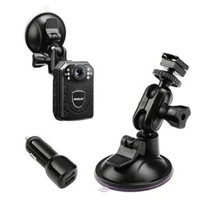 boblov car suction cup for kj21 body camera, car mount and a car charger only for kj21 body camera, for dash car mode, dash camera accessories for kj21 body camera(camera not included)