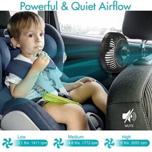 YONHISDAT Car Fan for Backseat, 6-inch USB Powered Car Seat Fan, 3 Speeds & 360° Rotatable, Powerful Air Circulation Fan with Adjustable Holder for Vehicles Like Sedan, SUV, RV, Pickup