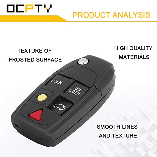 OCPTY 1X Uncut Keyless Entry Remote Key Fob Shell Replacement for Volvo S60 S80 V70 XC70 XC90 S80 S60 V70 XC70 XC90 LQNP2T-APU