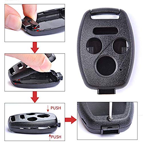 for Honda Key Fob Shell,Replacement Key Shell Housing Keyless Entry Remote Honda Key Fob with Stickers Fit for Honda Accord Civic EX Pilot (3+1 Buttons, 1 Black)