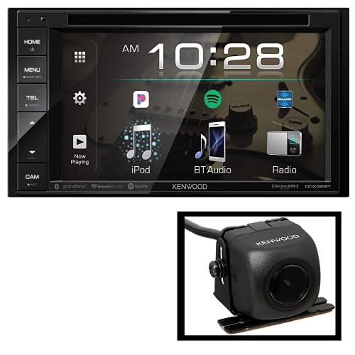 Kenwood DDX26BT Double DIN SiriusXM Ready Bluetooth in-Dash DVD/CD/AM/FM Car Stereo Receiver w/ 6.2" Touchscreen | Plus Kenwood CMOS-130 Rearview Camera with Universal Mounting Hardware