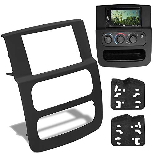 ECOTRIC High Grade Double DIN Stereo Dash Kit Compatible with 2002-2005 Dodge Ram 1500 2500 3500 Pickup Black Without Wiring Harness