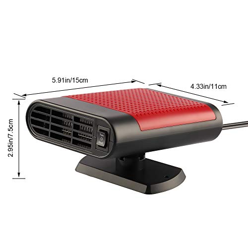 Car Heater, 12V 150W Auto Electronic Heater Fan Fast Heating Defrost Defogger, 4 in 1 Heating&Cooling Function Car Heater Plug into Cigarette Lighter, 60 Seconds Fast Heating, Low Noise (Red)