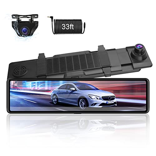 【Newest 11''】 Mirror Dash Cam Front and Rear Dual 1080P Rear View Mirror Camera FHD IPS Full Touch Screen Rearview Dashcam Waterproof Backup Camera with Enhanced Night Vision 170° Wide Angle for Cars